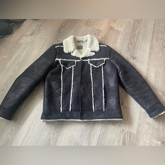 ASOS | Jackets & Coats | Asos Medium Cream Sherpa Lined Black Suedelike ...